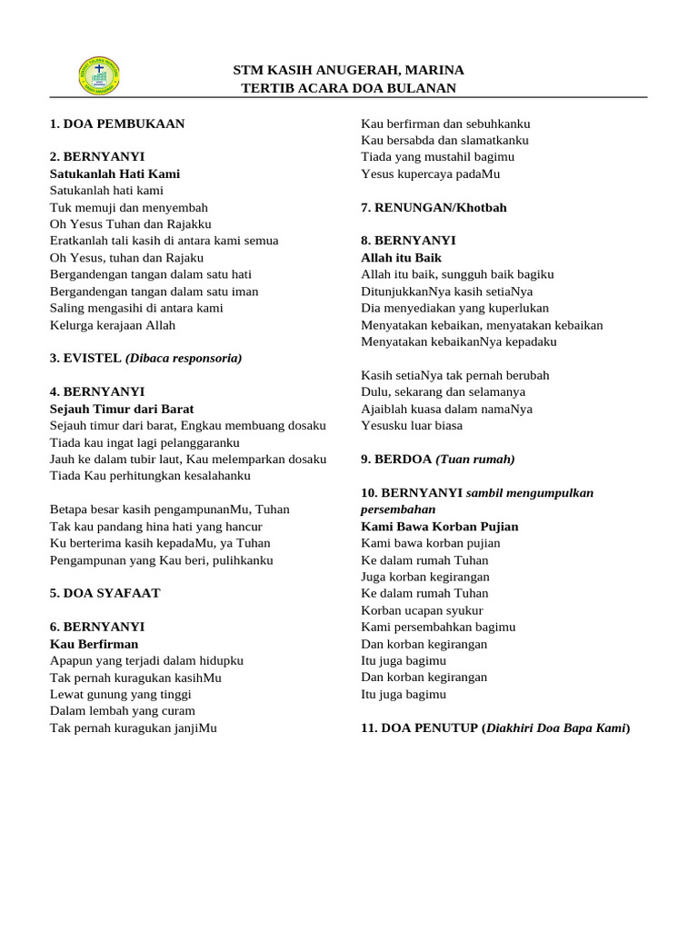 STM Tertib Acara Nopember 2024 | PDF