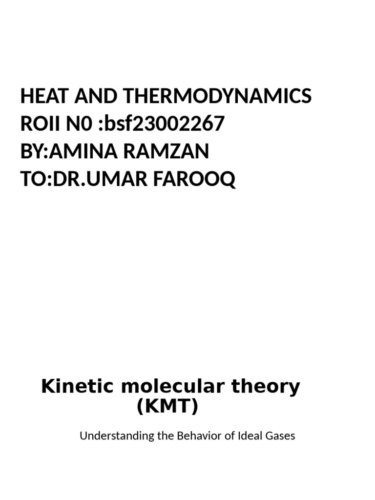 Kinetic Molecular Theory KMT Presentation | PDF | Science & Mathematics