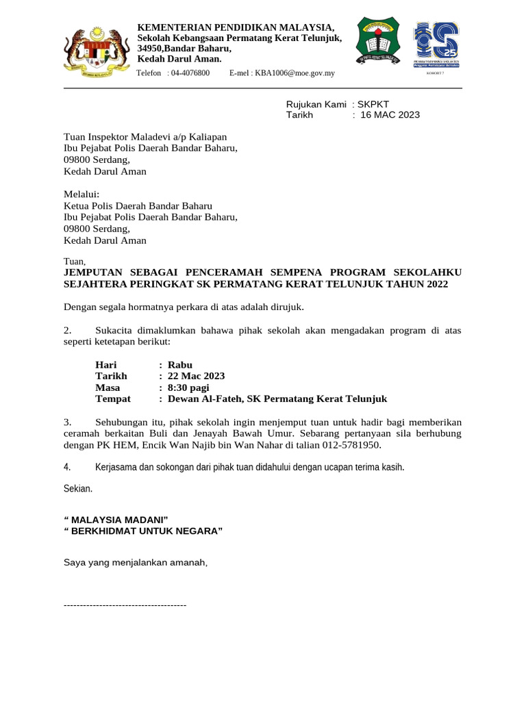 Surat Panggilan Polis - Ceramah Buli | PDF