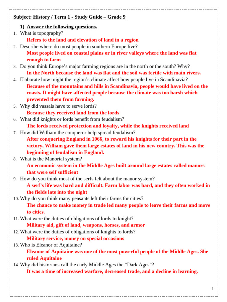 Grade 9 History Study Guide | PDF | Black Death | Charlemagne