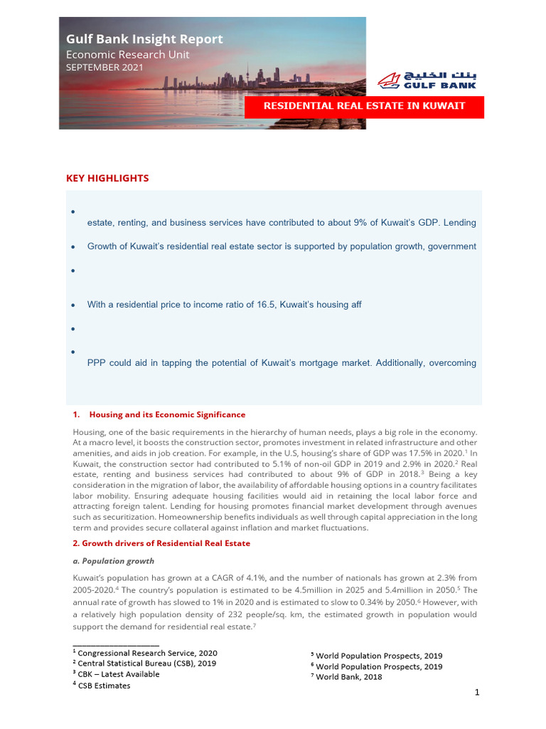 Gulf Bank Insight Report - Residential Real Esatate in Kuwait - 9.2021 ...