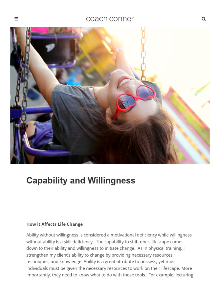 Capability and Willingness - Coach Conner | PDF | Cognitive Therapy ...