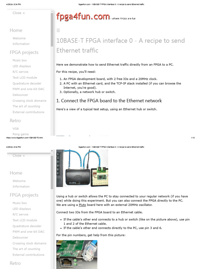 10BASE-T FPGA Interface 0 - A Recipe To Send Ethernet Traffic | PDF | Field Programmable Gate ...