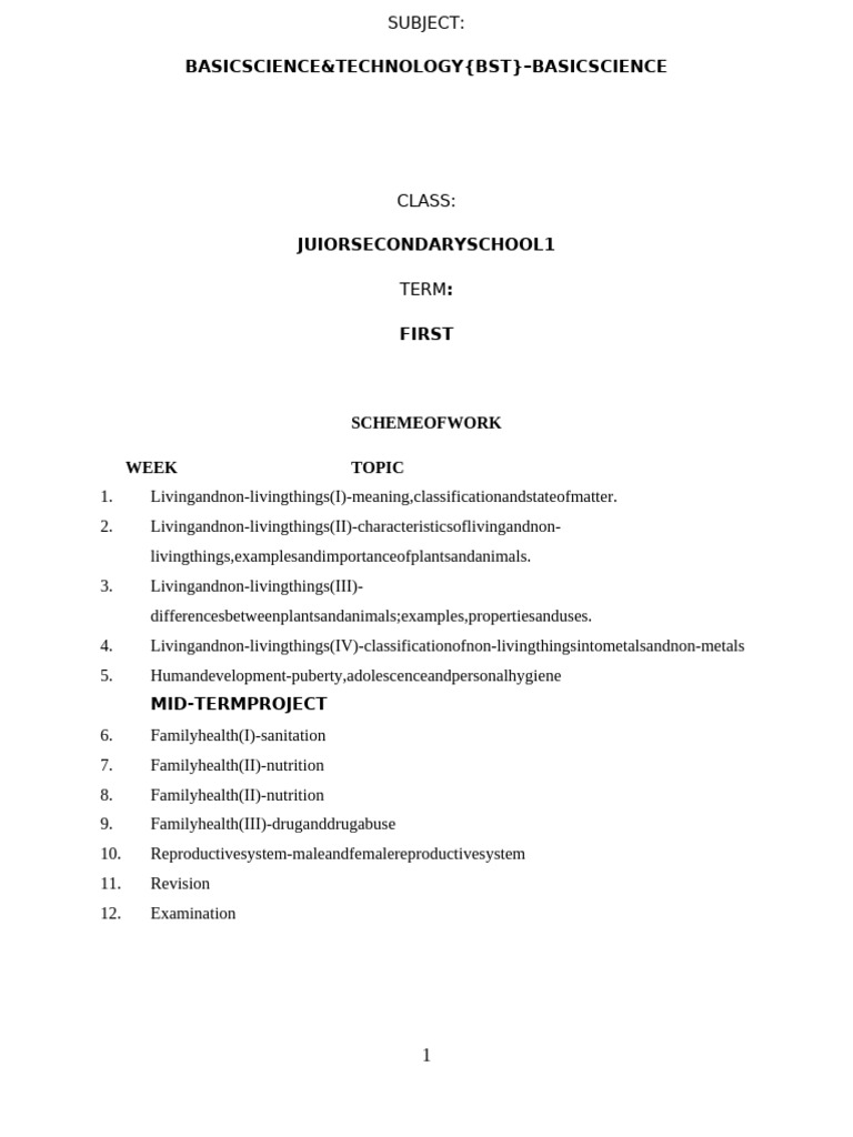 JSS 1 - BASIC SCIENCE | PDF | Vegetables