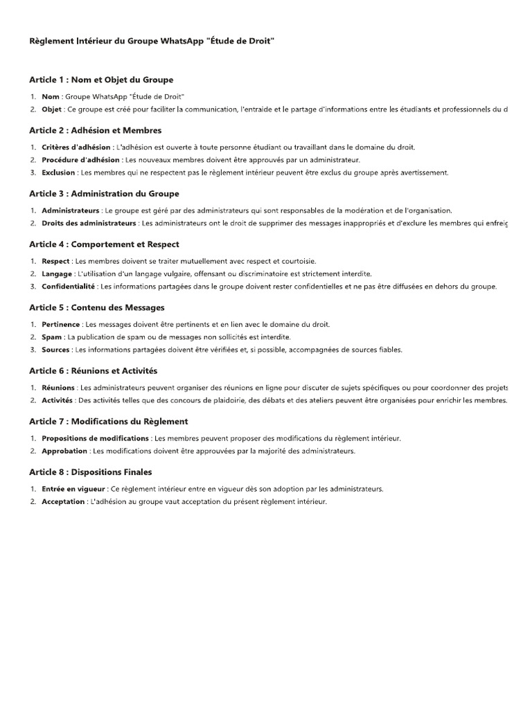 Reglement Intérieur de Étude de Droit | PDF