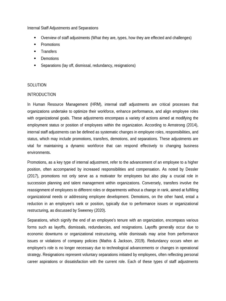 Internal Staff Adjustments Overview | PDF | Layoff | Employment