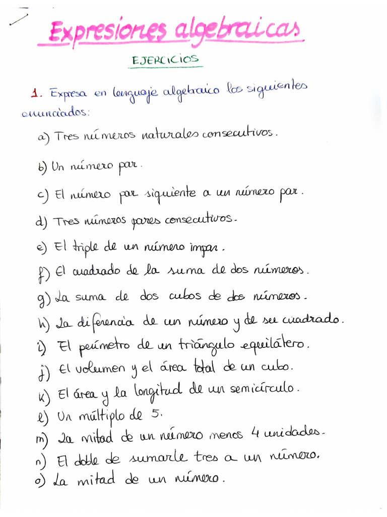 Álgebra. Ejercicios. 2°eso | PDF