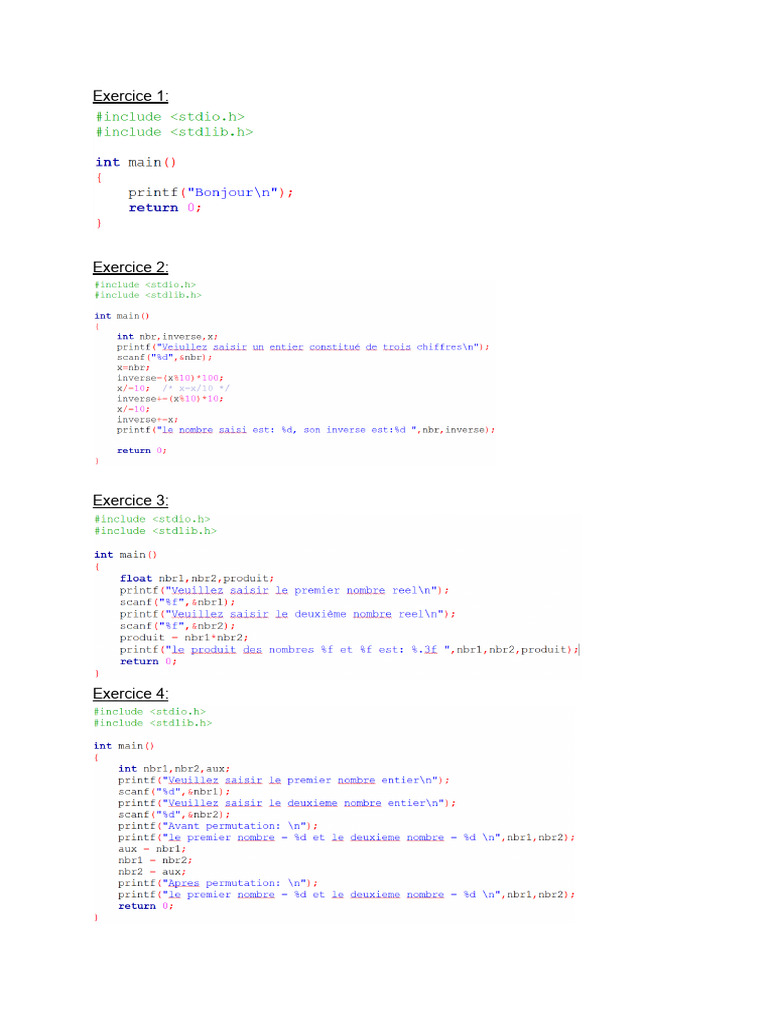 Notions de Base - Correction | PDF