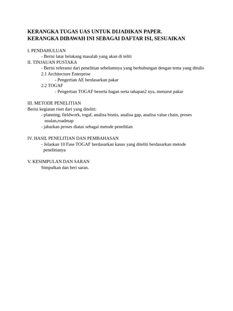 Kerangka Tugas Uas Untuk Dijadikan Paper | PDF