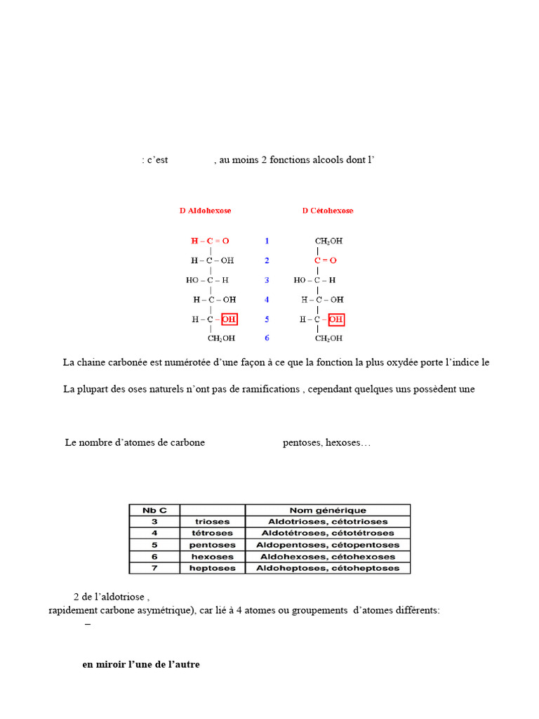 Structure Linéaire Des Oses | PDF | Isomère | Chiralité (chimie)