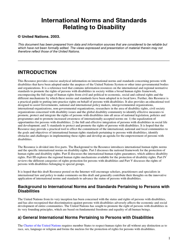 Overview of International Legal Frameworks For Disability Legislation ...
