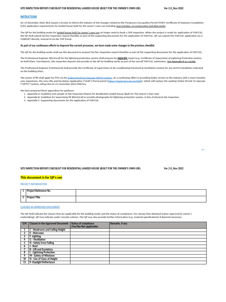 Residential House Site Inspection Checklist | PDF | Stairs | Building ...