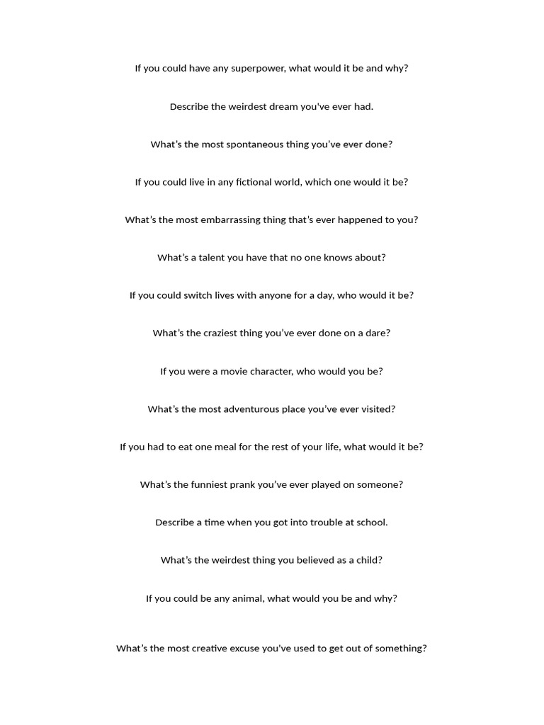 Chit Questions Team Building | PDF