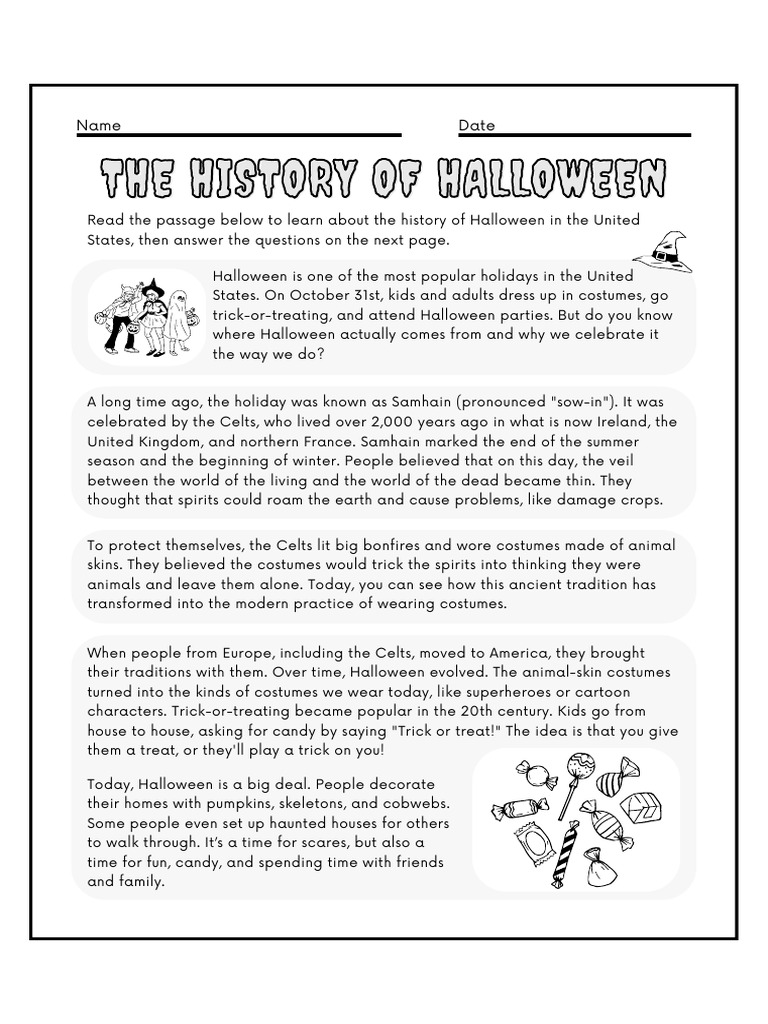 Halloween Reading Comprehension Worksheet For Speech Therapy in A ...