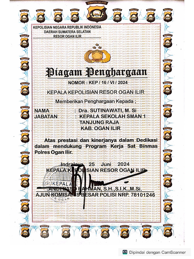 Piagam Penghargaan | PDF