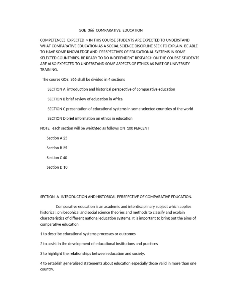 Goe 366 Comparative Education 15 | PDF | Schools | Social Sciences
