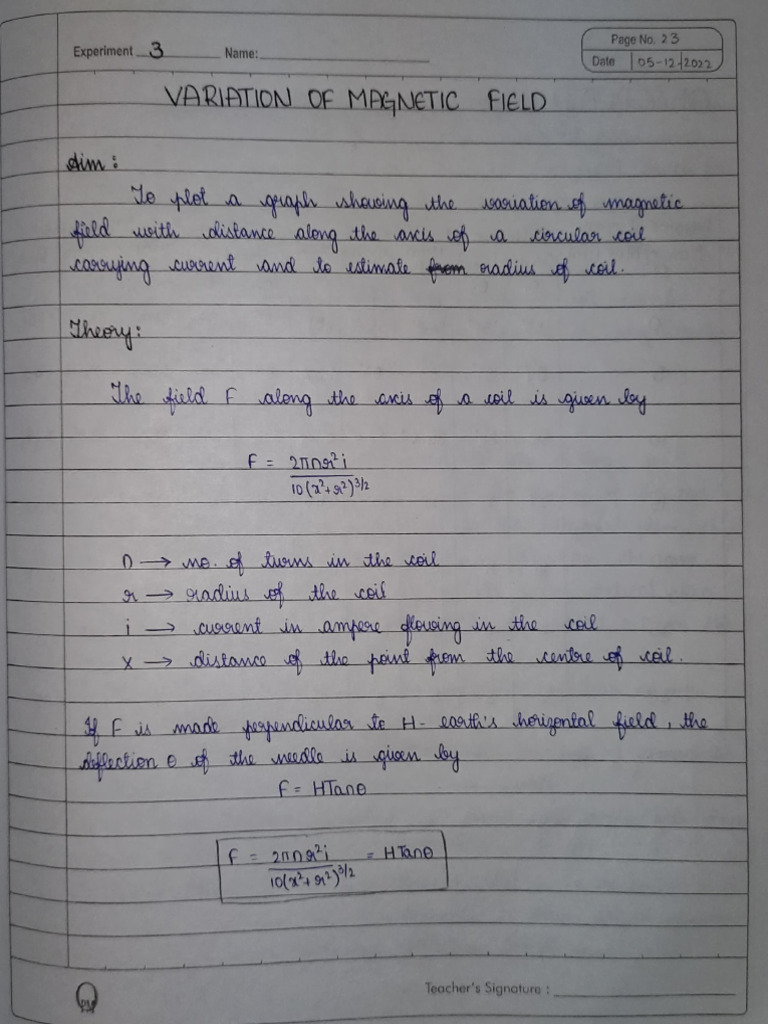 Magnetic Field Variation Experiment | PDF