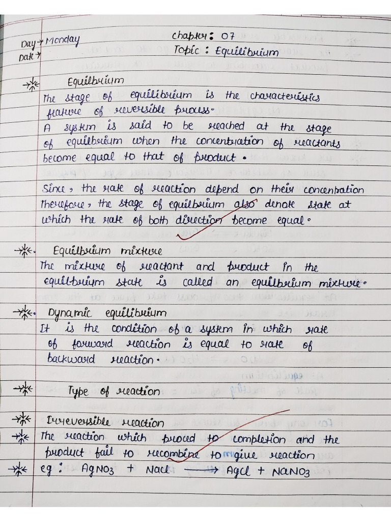Equilibrium Notes Class 11th | PDF