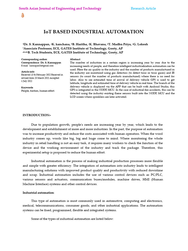 IoT-Driven Industrial Automation Solutions | PDF | Automation ...