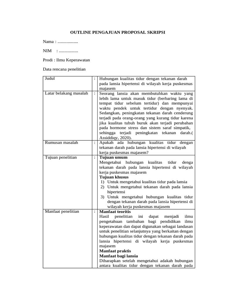 Contoh OUTLINE Skripsi | PDF
