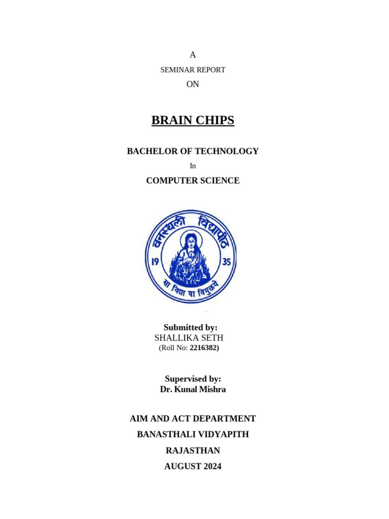 Brain Chips Report by Shallika Seth (1) | PDF | Brain | Implant (Medicine)
