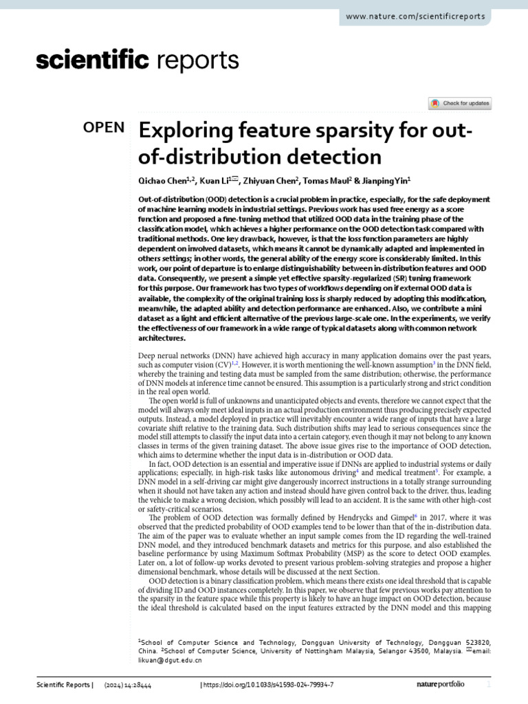 Exploring Feature Sparsity For Out-Of-Distribution Detection | PDF ...