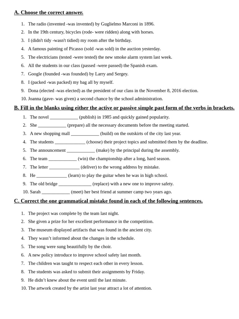 Active and Passive Voice Exercises | PDF | Home & Garden