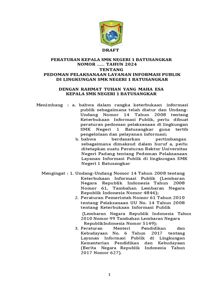 Draft Rancangan Regulasi Informasi Publik | PDF | Sains & Matematika ...
