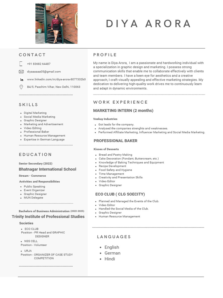 Diya Arora: Graphic Design & Marketing Specialist | PDF