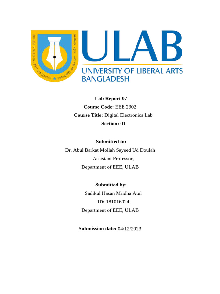 BCD-to-7 Segment Decoder Lab Report | PDF | Binary Coded Decimal | Electronic Circuits