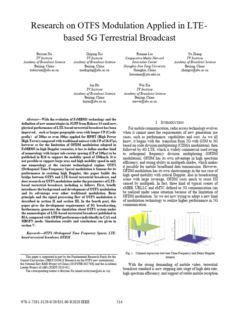 Research On OTFS Modulation Applied in LTE-based 5G Terrestrial ...