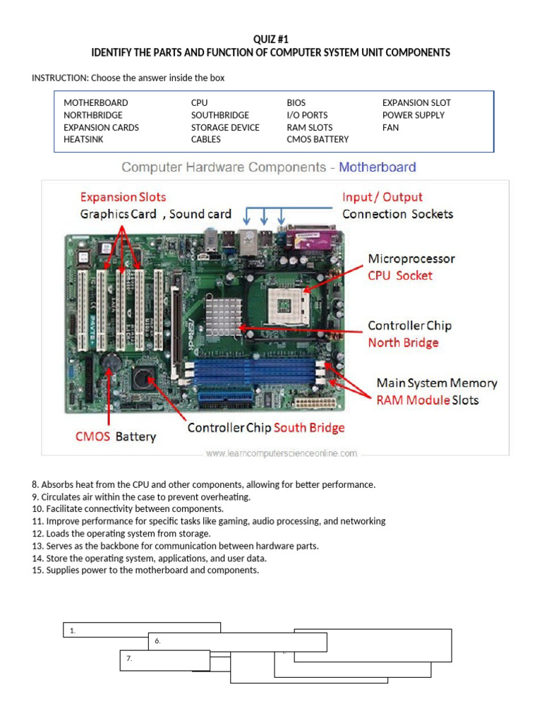 Q2.1 - Components of System Unit | PDF | Games & Activities | Technology & Engineering
