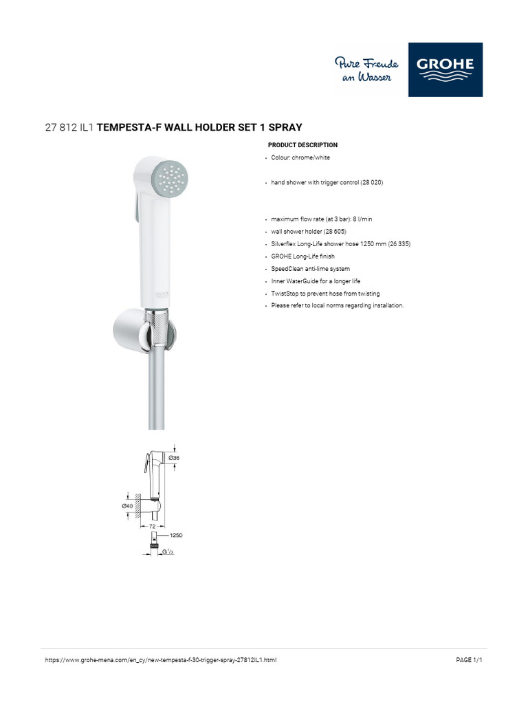 Tempesta-F Wall Holder Set with Shower | PDF