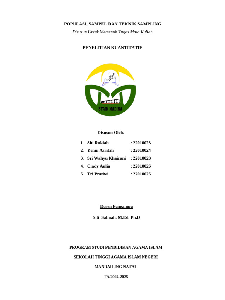 POPULASI, Sampel Dan Teknik Sampling Kel.5 | PDF