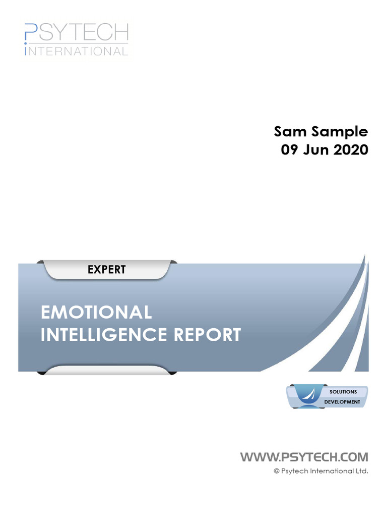 Emotional Intelligence Sample Report | PDF | Emotional Intelligence ...