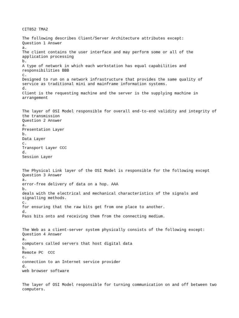 Cit852 Tma2 | PDF | Computer Network | Osi Model