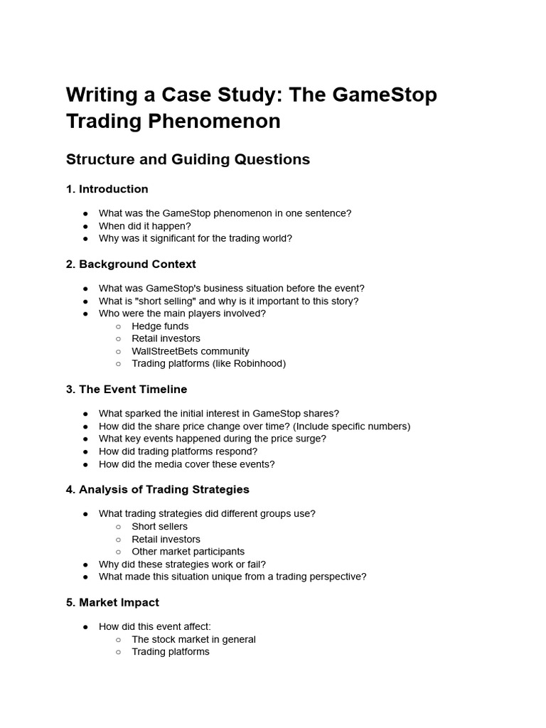 Writing A Case Study: The GameStop Trading Phenomenon | PDF | Business ...