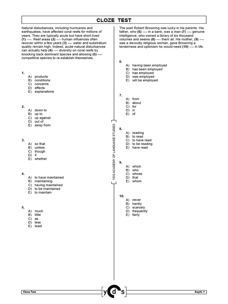 Cloze Test for Language Proficiency | PDF | Influenza A Virus Subtype ...