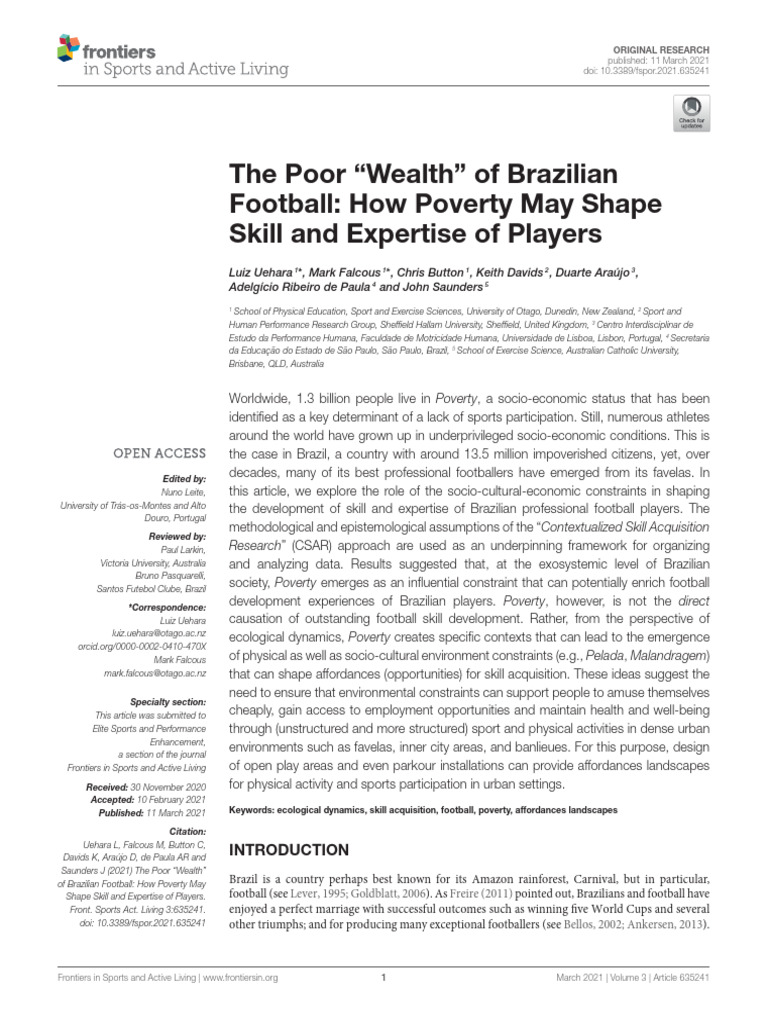 The Poor "Wealth" of Brazilian Football - How Poverty May Shape Skill ...