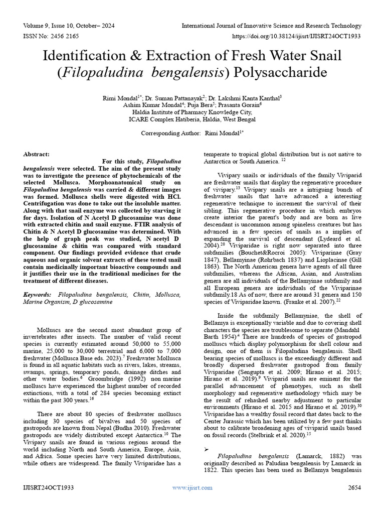 Freshwater Snail Polysaccharides Study | PDF | Sodium Hydroxide | Stomach