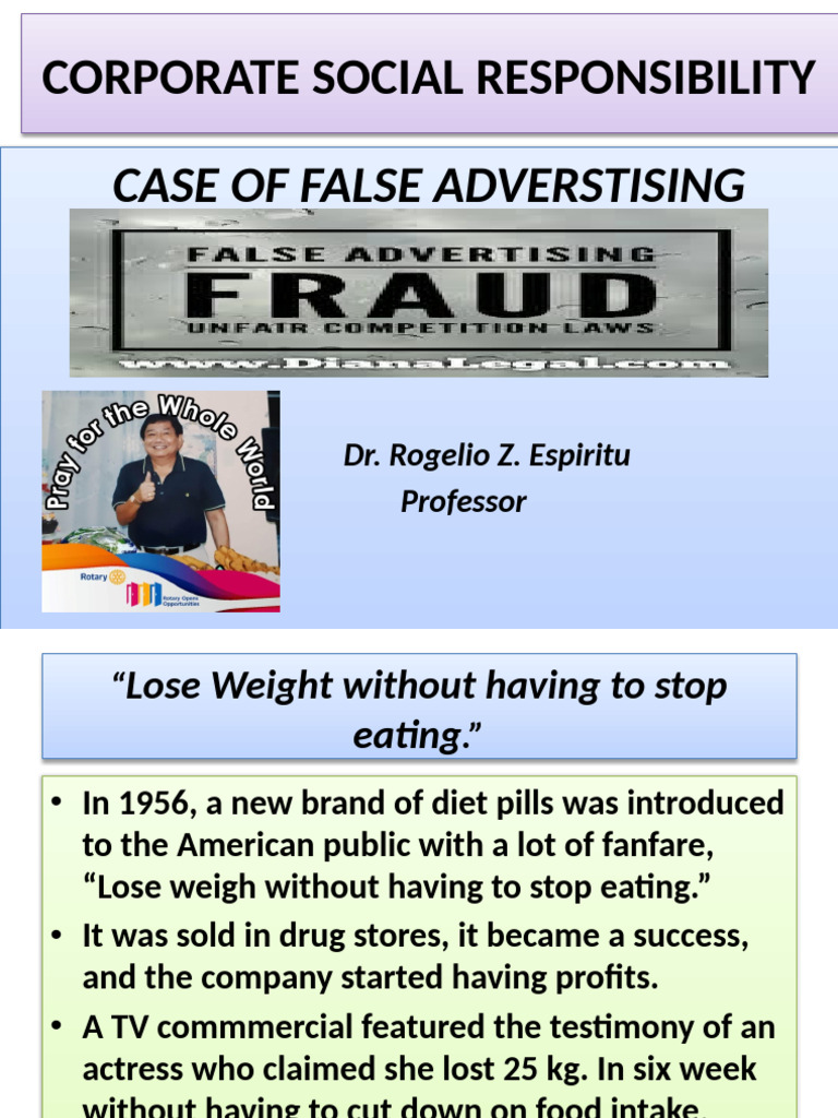 SLIDES CSR 001 Case of False Advertising | PDF | Advertising | Deception