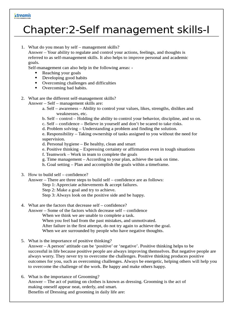 Chapter 2A-Self Management Skills | PDF | Thought | Goal