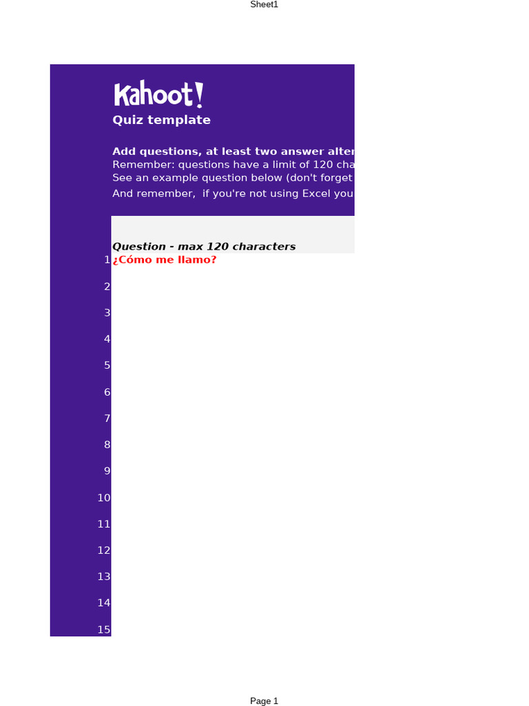 Quiz Template with Question Limits | PDF