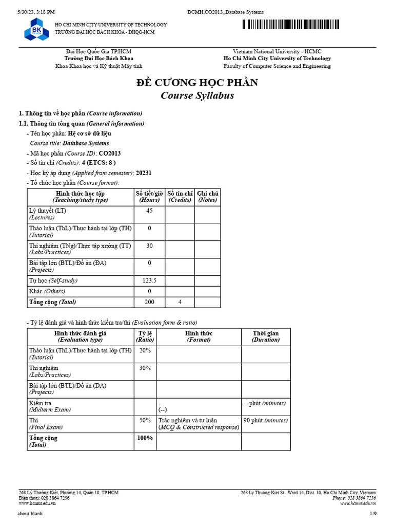 DCMH - Co2013 Database Systems V3.2 20230530 | PDF