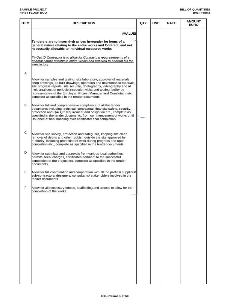 Sample Boq Villa | PDF | Door | Concrete