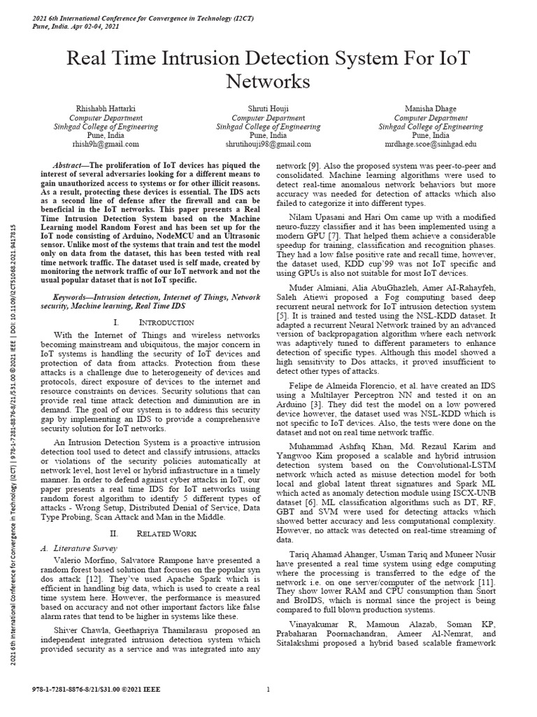 Real Time Intrusion Detection System For IoT Networks | PDF | Accuracy ...