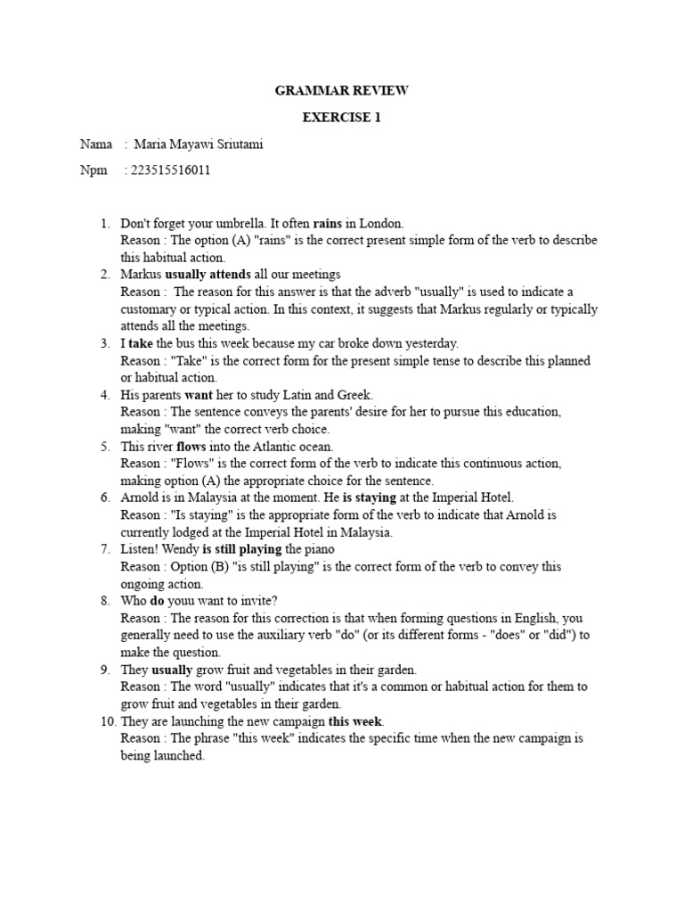 Grammar Review | PDF | Language Arts & Discipline