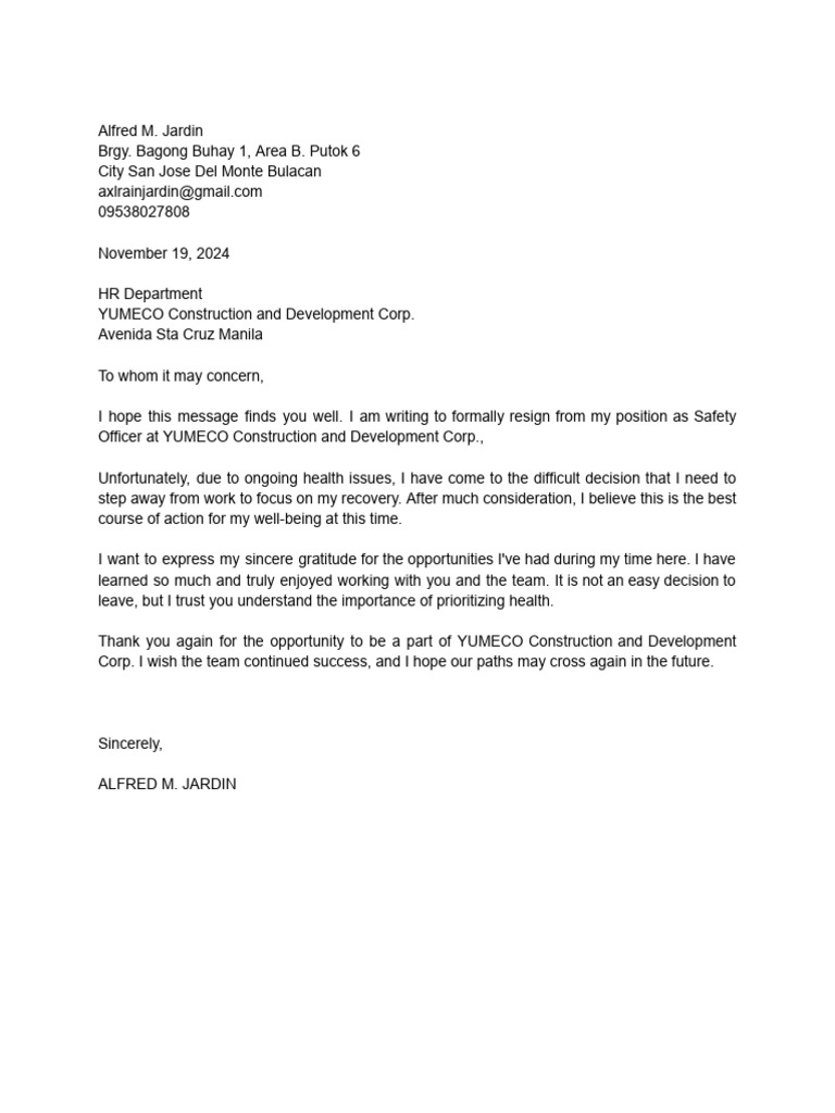 resignation sample | PDF