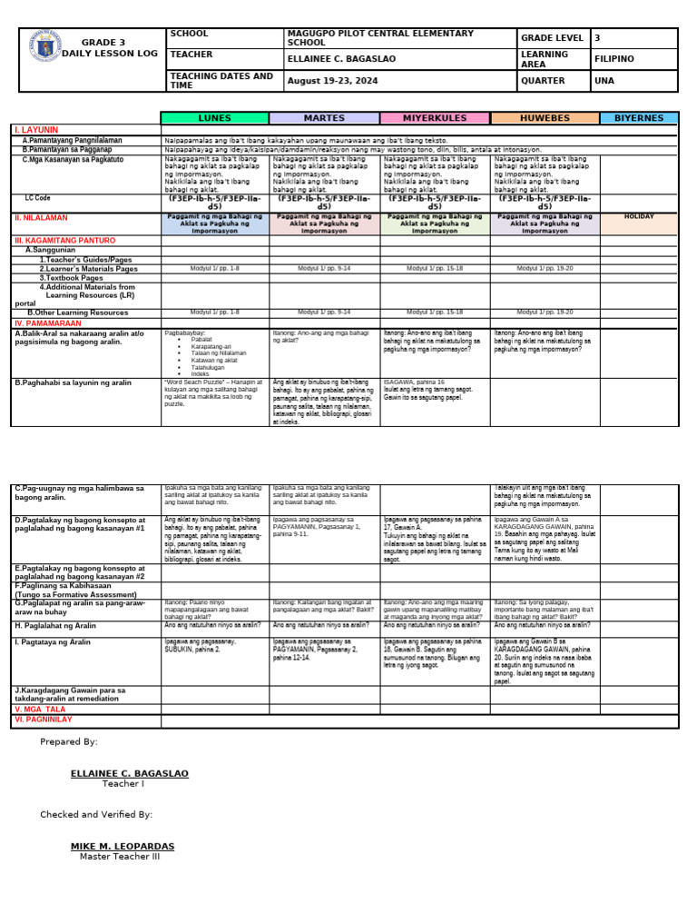 Filipino DLL Q1 Week 4 | PDF