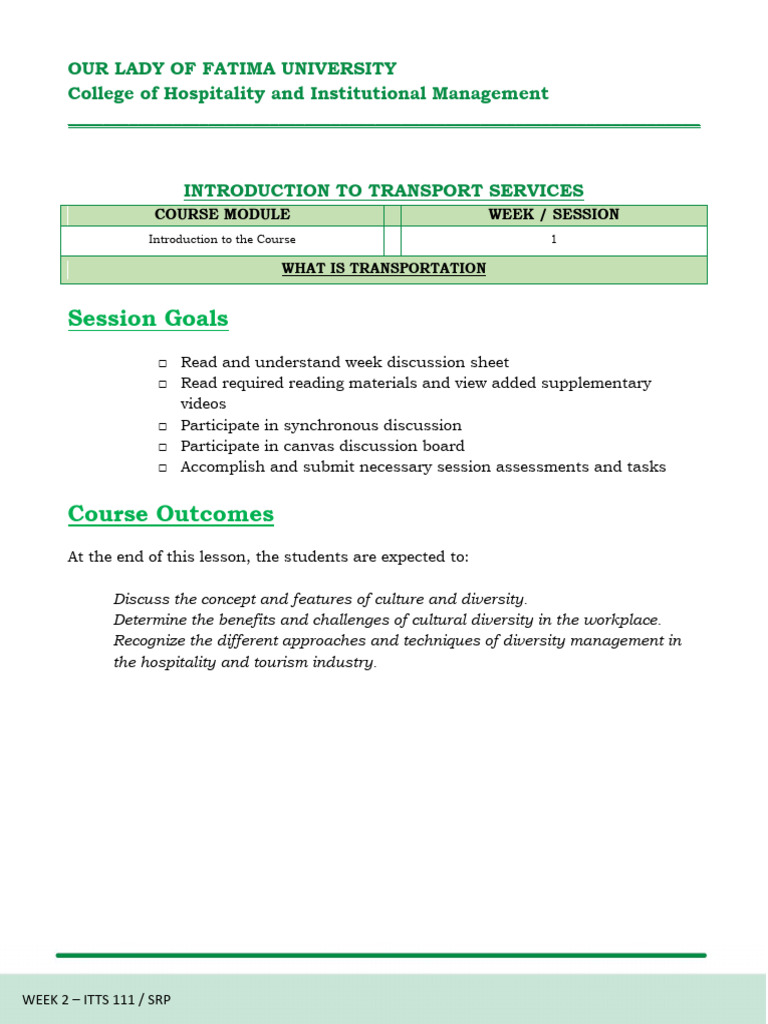 Wk 2 - Introduction to Transport Services | PDF | Transport | Rail Transport